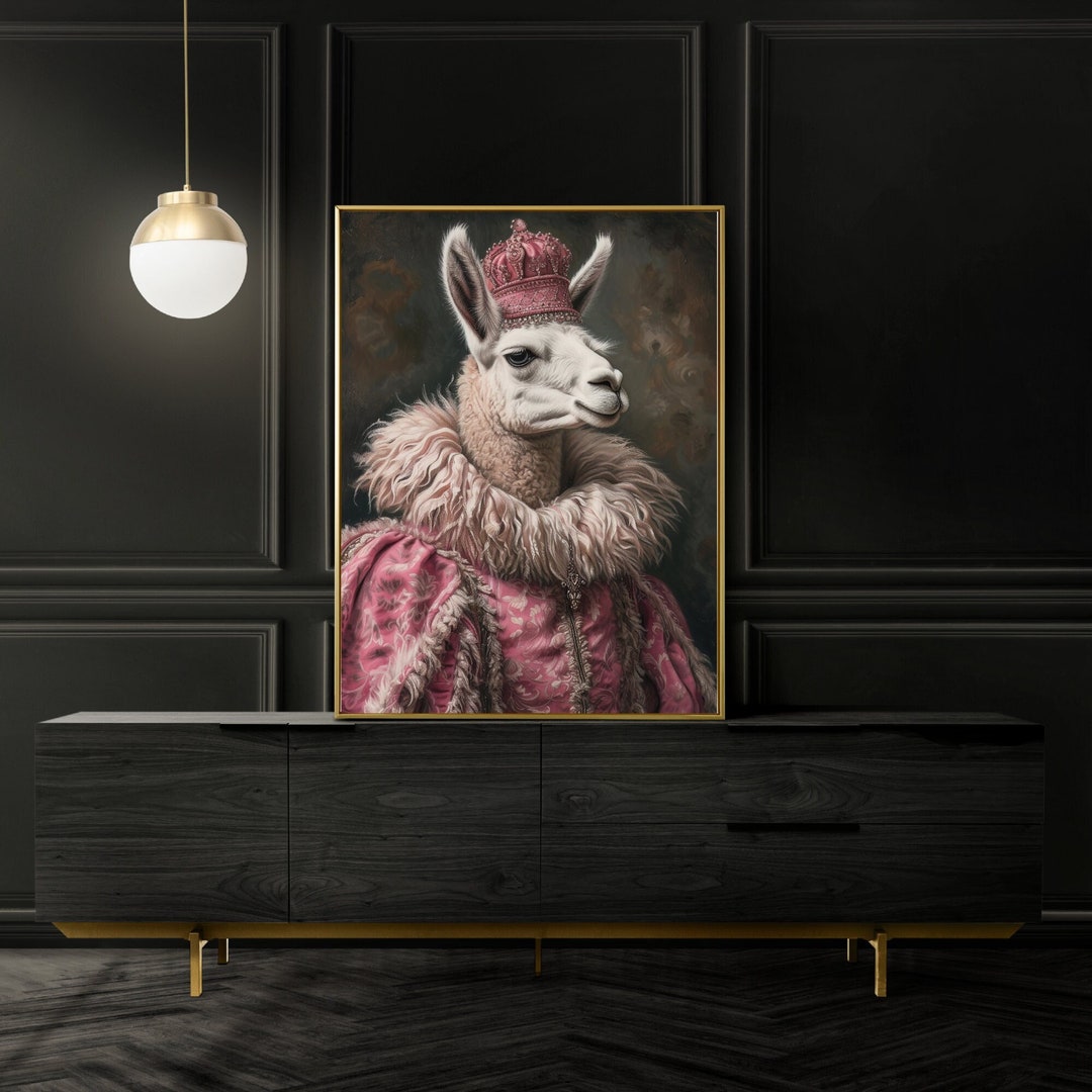 Victorian Animal Portrait, Royal Pet Painting, Llama Wall Art, Funny ...