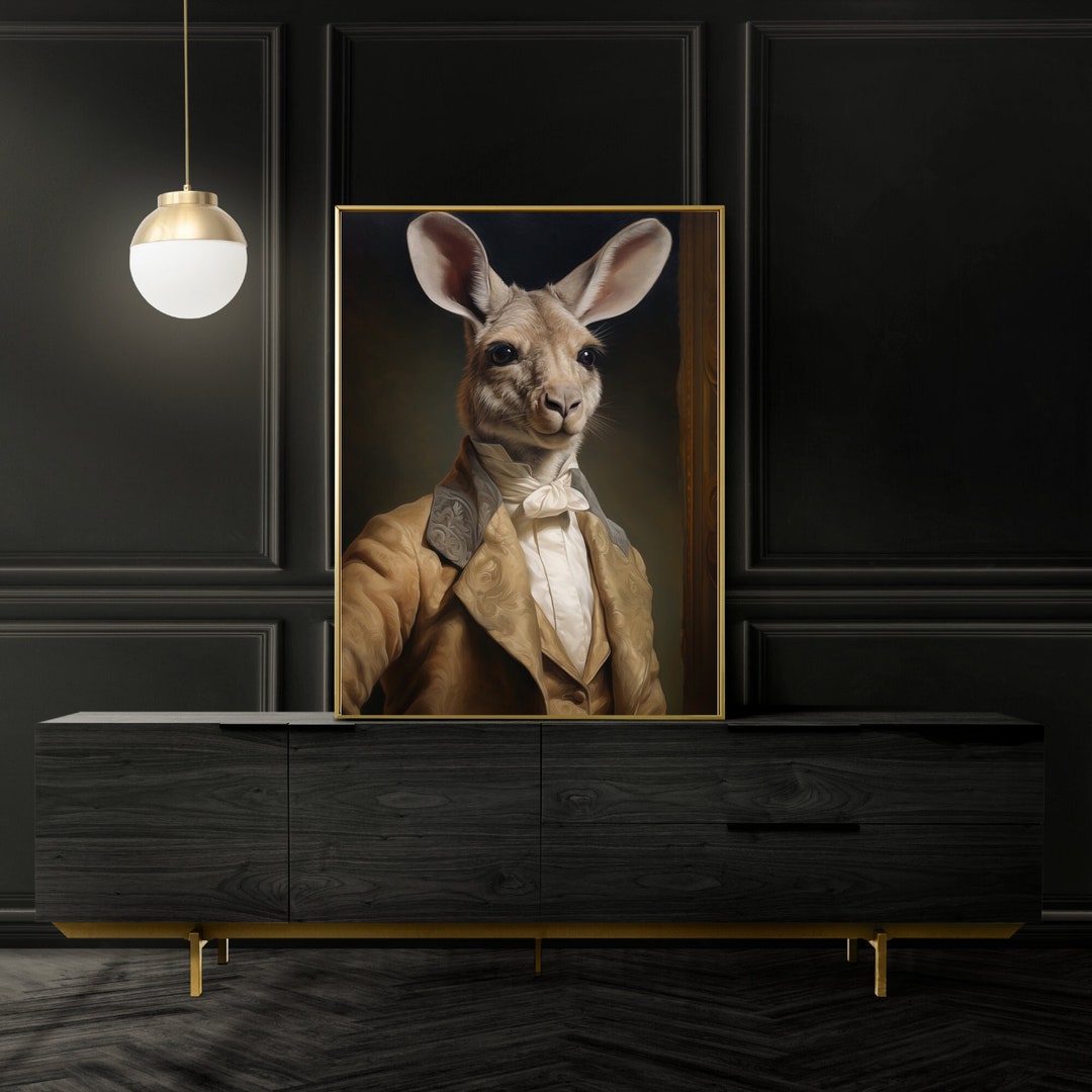 Victorian Animal Portrait, Royal Pet Painting, Kangaroo Wall Art, Funny ...