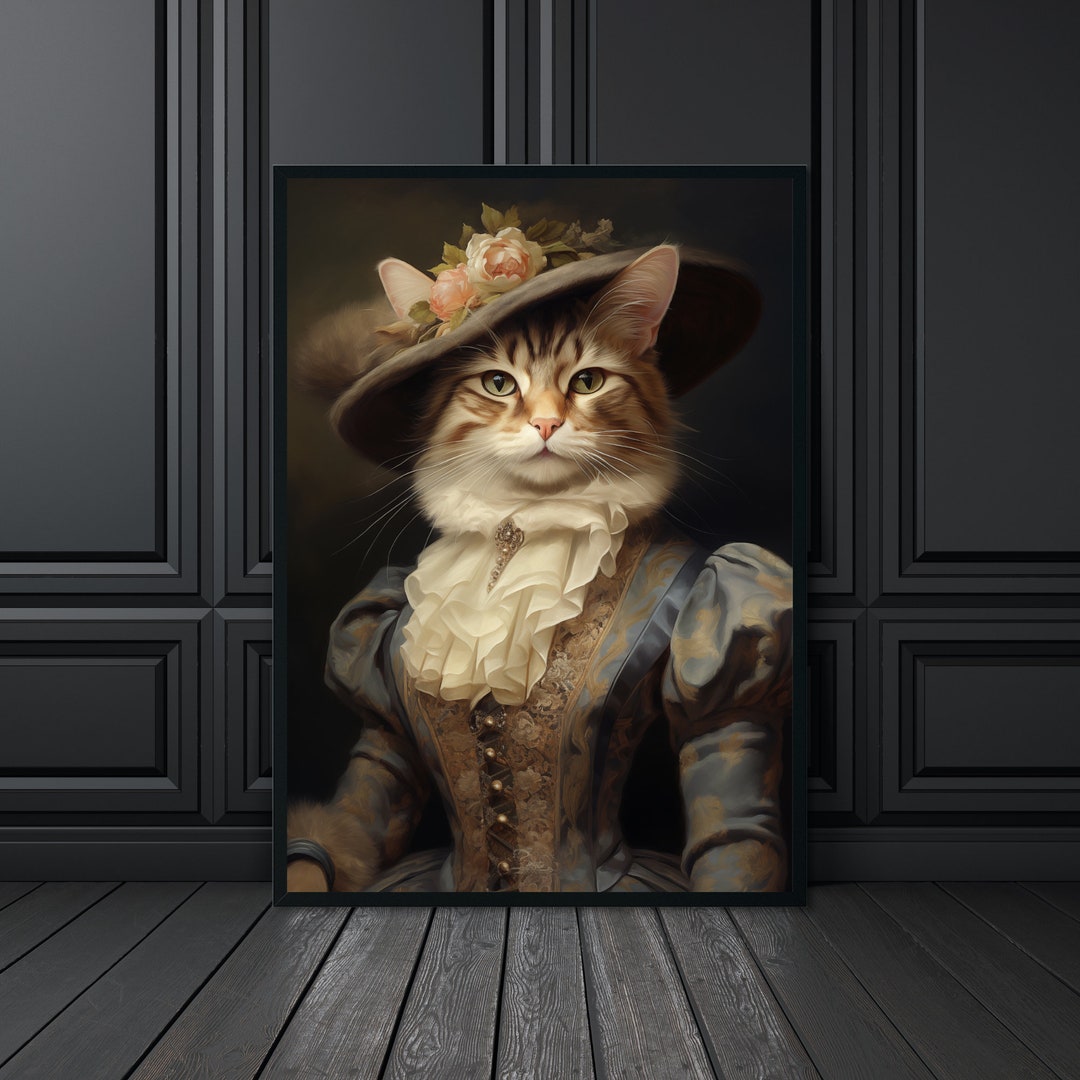 Renaissance Cat Prints, Cat Painting, Cat Gifts, Cute Cat Gifts ...