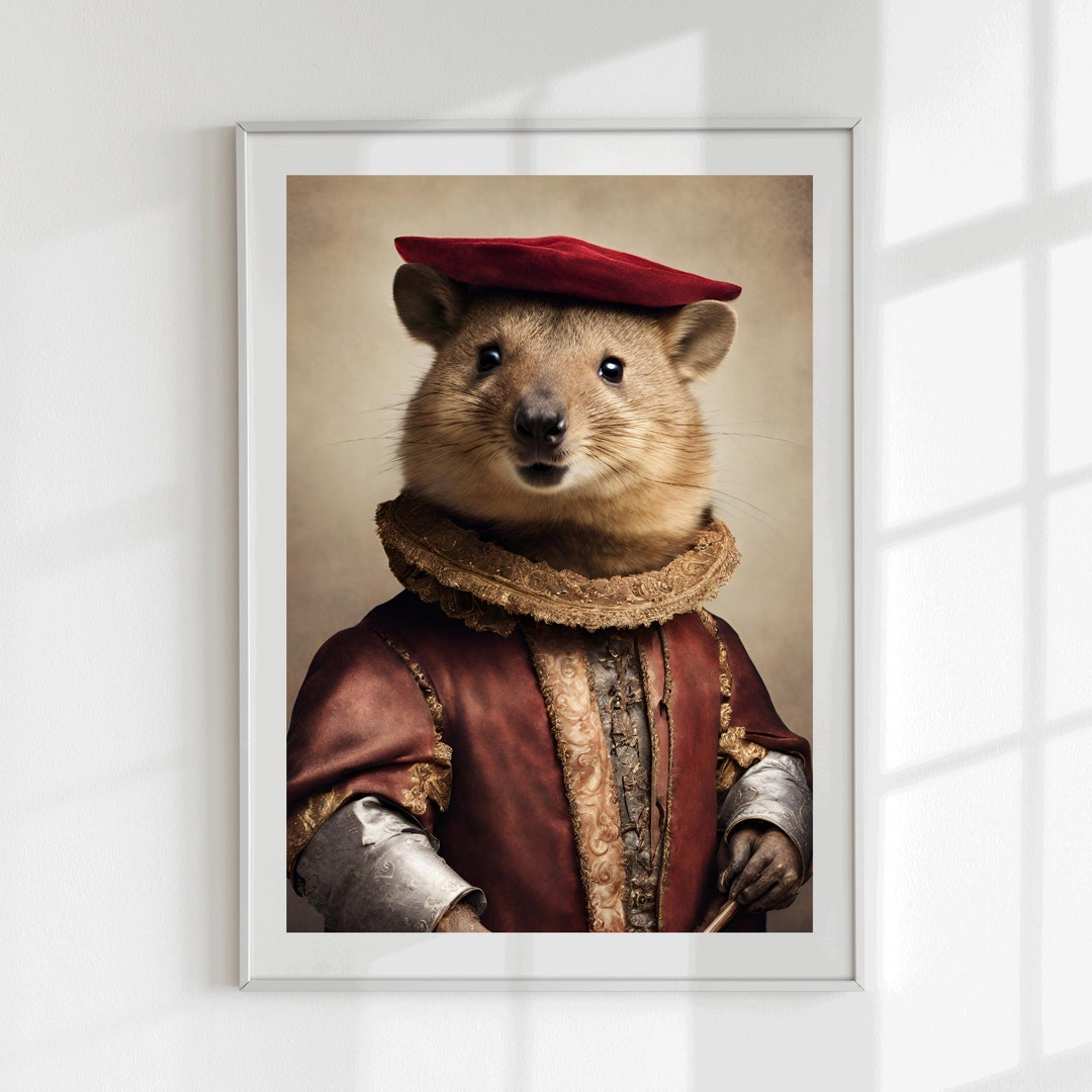 Quokka Vintage Portrait, Quokka Print, Funny Animal Wall Art, Animal ...