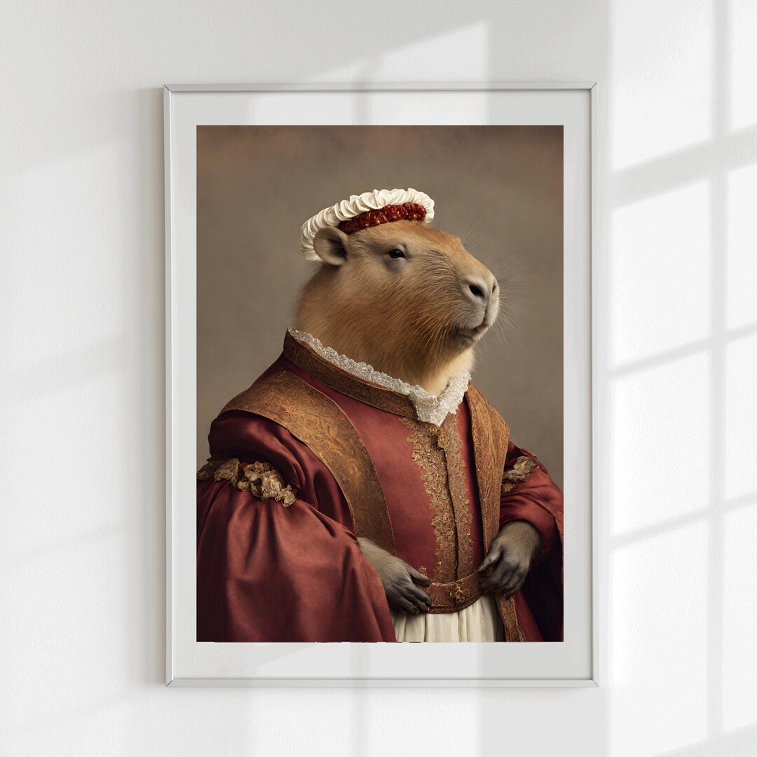 Capybara Print, Renaissance Animal Painting, Capybara Gifts, Animal ...
