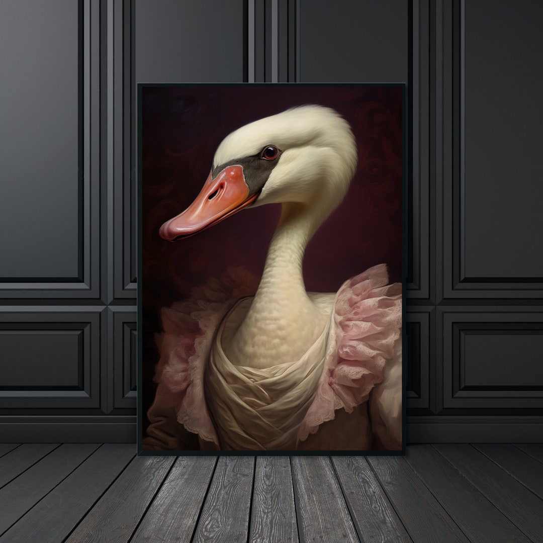 Swan in Renaissance Outfit, Swan Decor, Swan Prints, Swan Wall Art ...