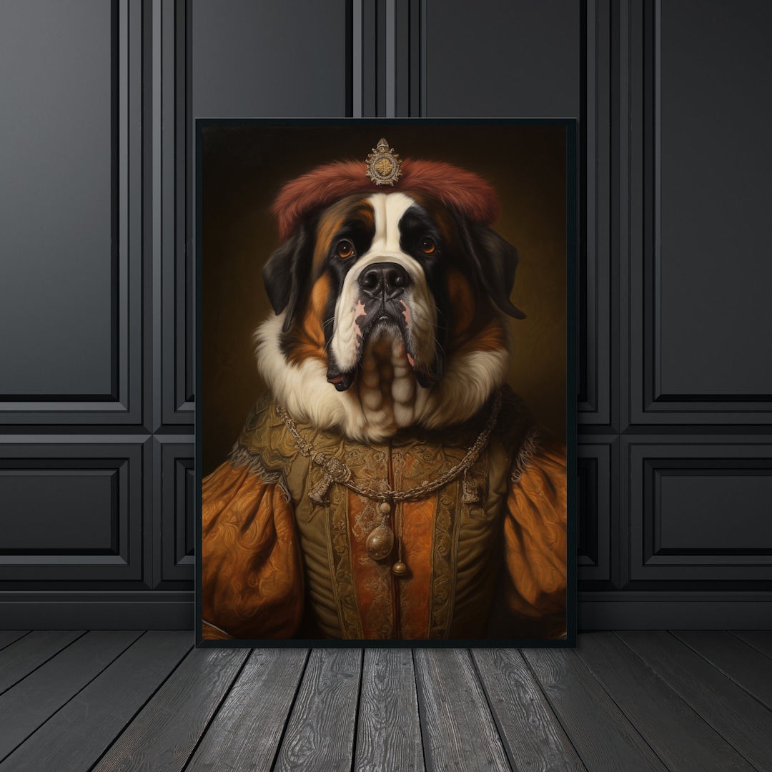 Renaissance Saint Bernard Painting, Saint Bernard Wall Art, Dog Lover ...