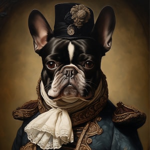 Victorian Animal Portrait, Royal Pet Painting, French Bulldog, French ...