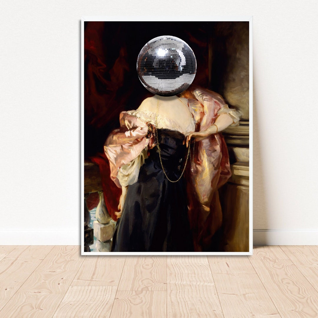 Quirky Altered Art, Remade Art, Disco Ball Wall Art, Disco Head Altered ...