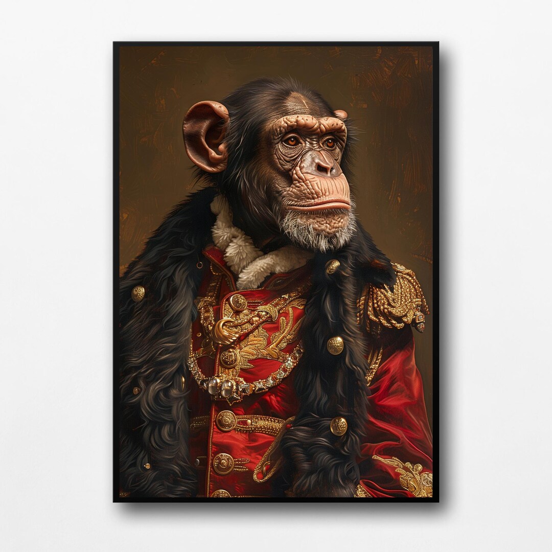 Monkey Wall Art, Chimpanzee Print, Eclectic Wall Art, Victorian ...