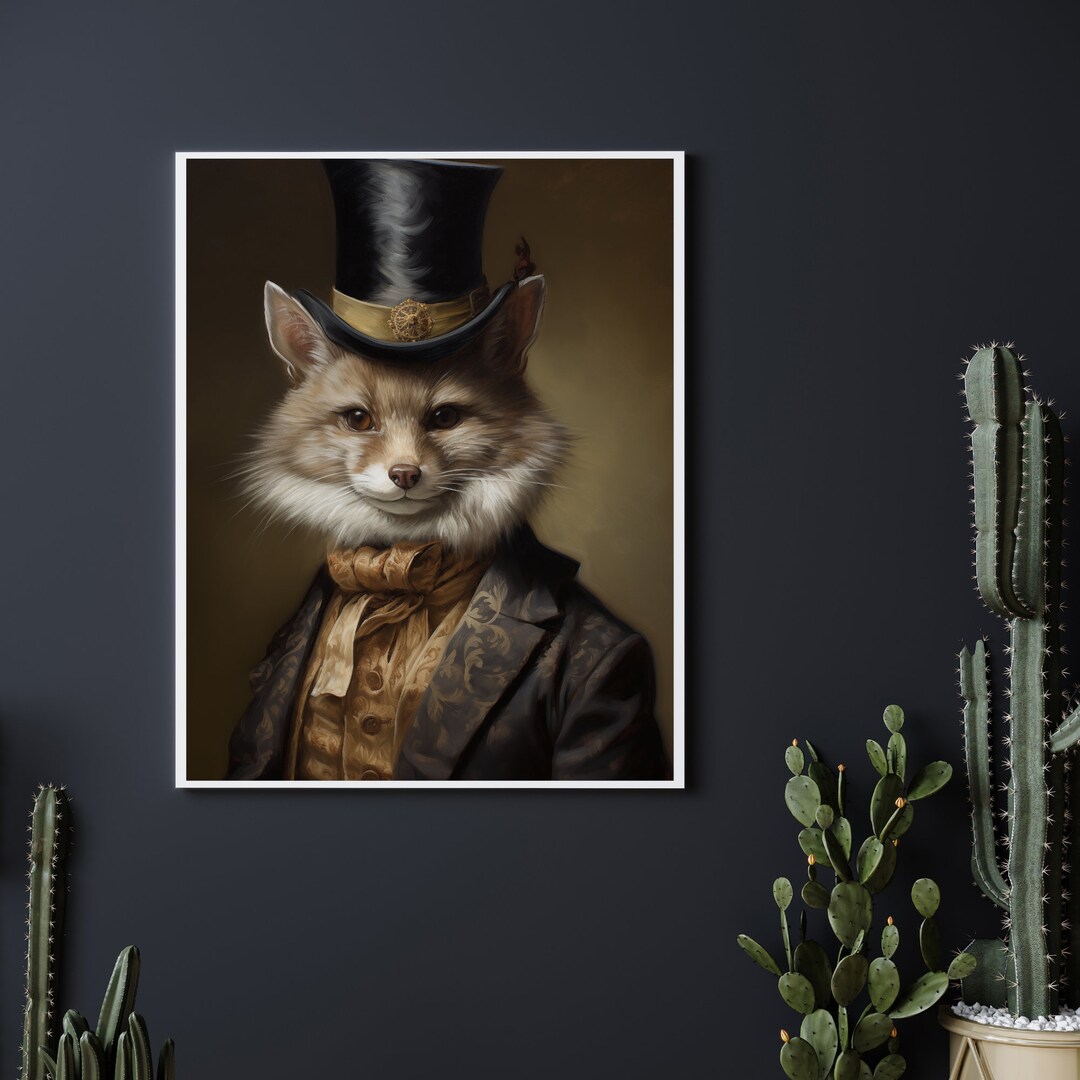 Lynx Vintage Portrait, Renaissance Animal Painting, Funny Animal Wall ...