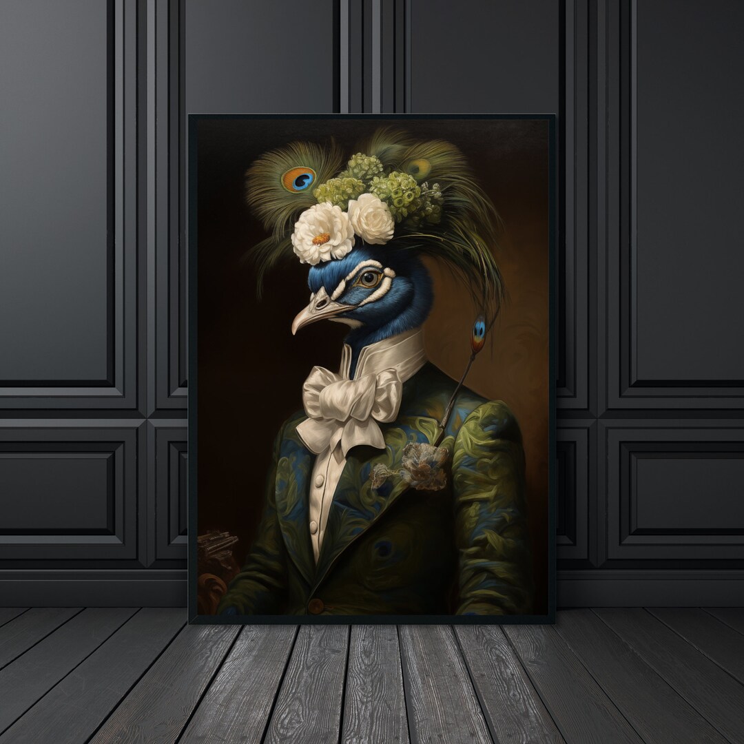 Animal Head Human Body, Renaissance Animal Prints, Peacock Painting ...