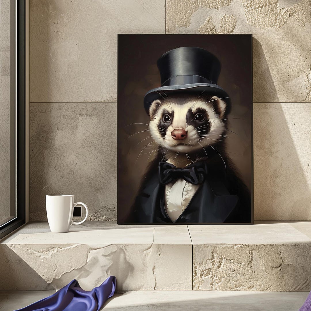 Ferret Wall Art, Ferret Gifts, Animal Wall Art, Gothic Wall Art ...