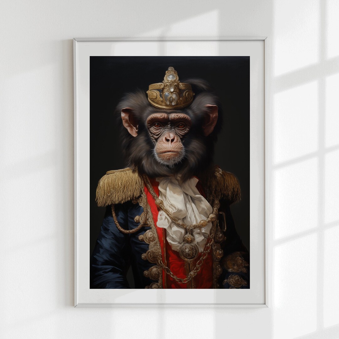 Victorian Animal Portrait, Spider Monkey Renaissance Monkey Portrait ...