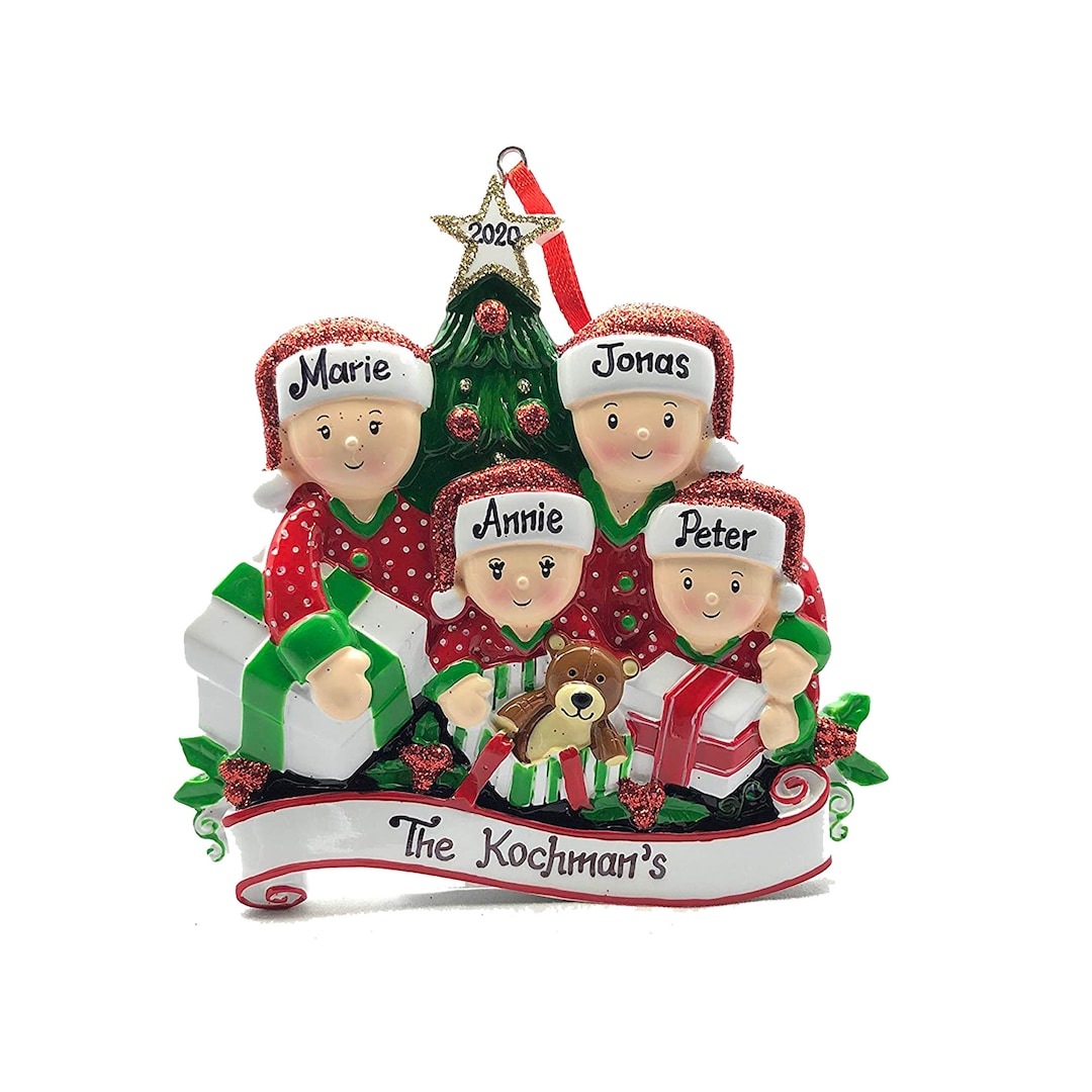 Personalized Family Opening Presents Christmas Ornament Family of 4 Mom ...