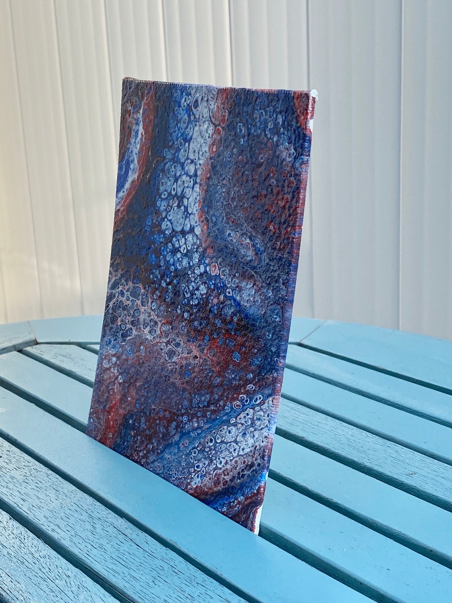 5x7 Rectangle Canvas Acrylic Paint Pour red White and Blue - Etsy
