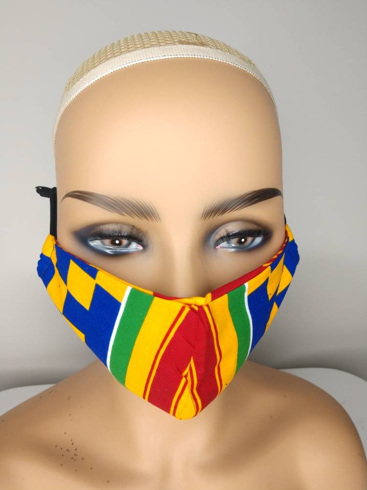 Head Bonnet With Matching Face Mask in African Print Fabric Lined With ...