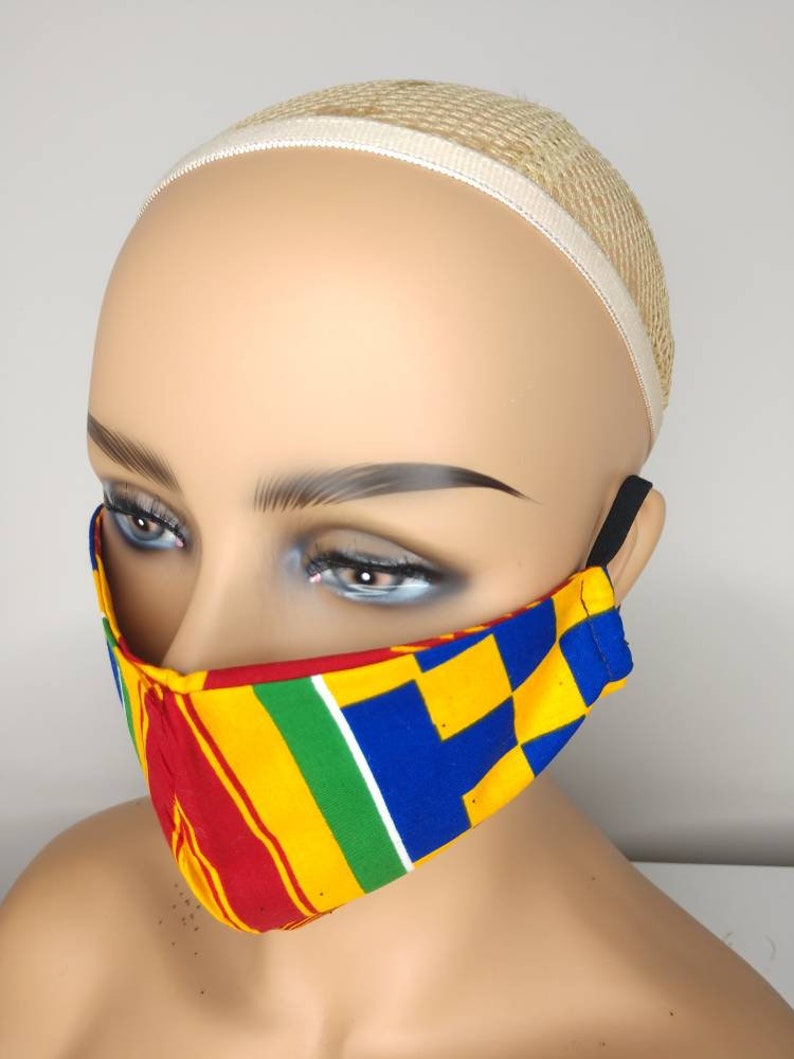 Head Bonnet With Matching Face Mask in African Print Fabric Lined With ...