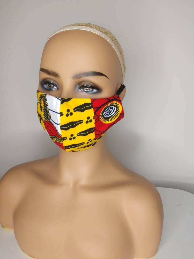 Head Bonnet With Matching Face Mask in African Print Fabric lined With ...