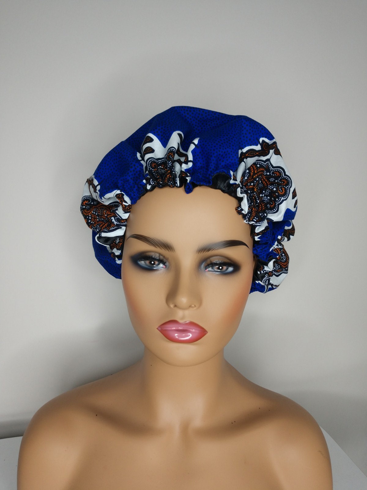 Head Bonnet With Matching Face Mask in African Print Fabric Lined With ...