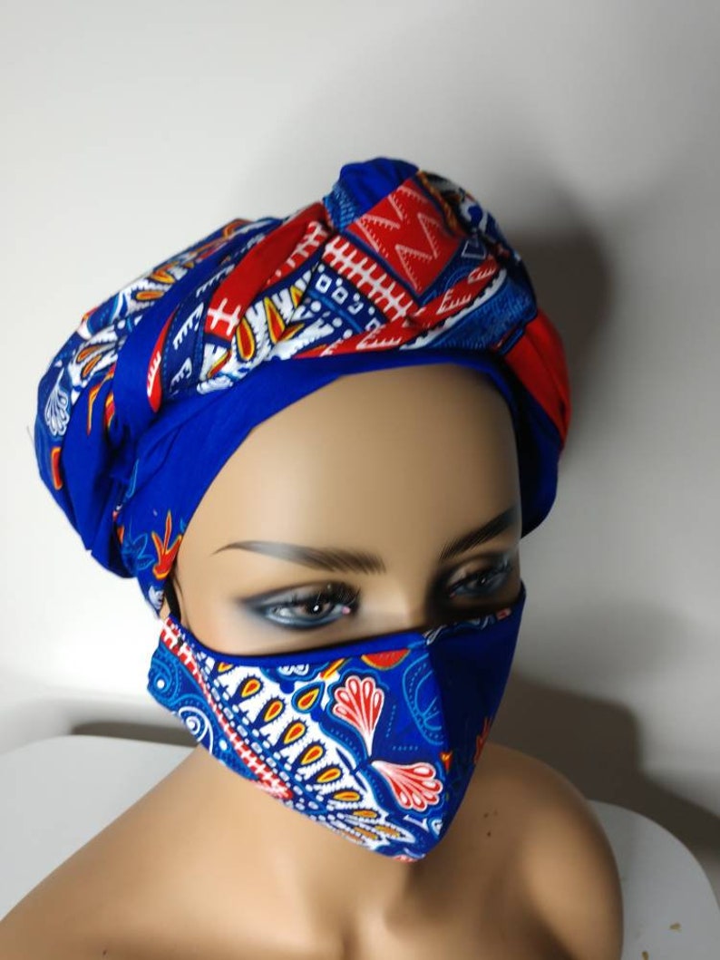 Head Wrap With Matching Face Mask in African Print Fabric - Etsy