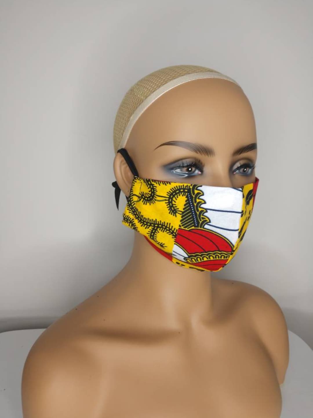 Head Bonnet With Matching Face Mask in African Print Fabric lined With ...