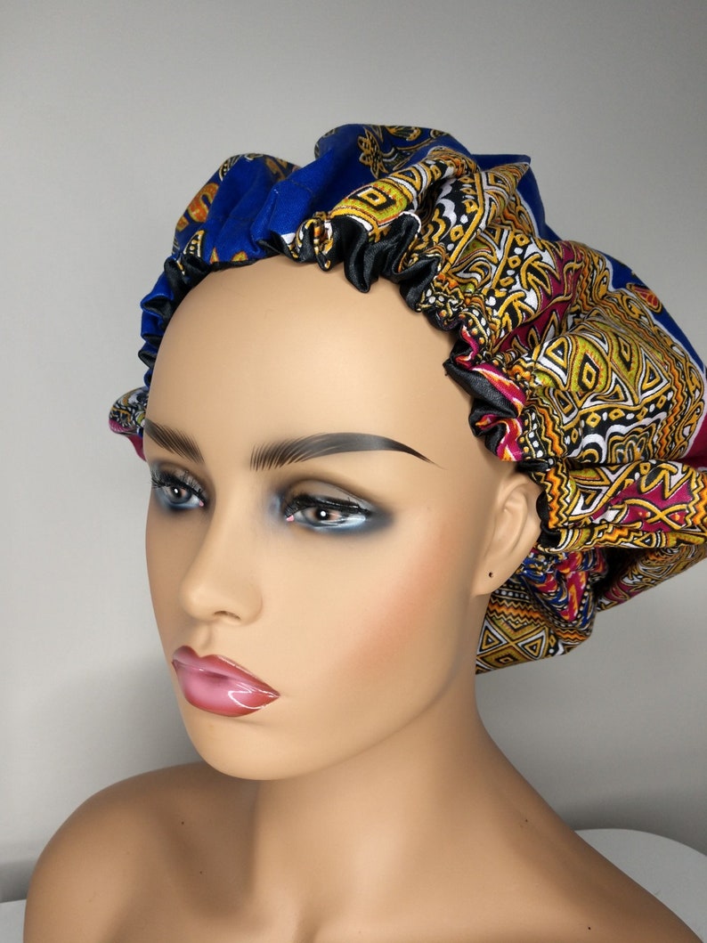 Head Bonnet With Matching Face Mask in African Print Fabric | Lined ...