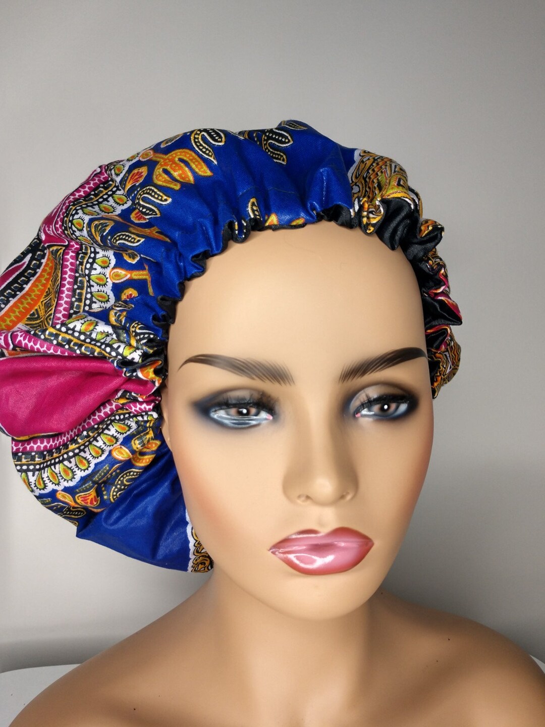 Head Bonnet With Matching Face Mask in African Print Fabric | Lined ...