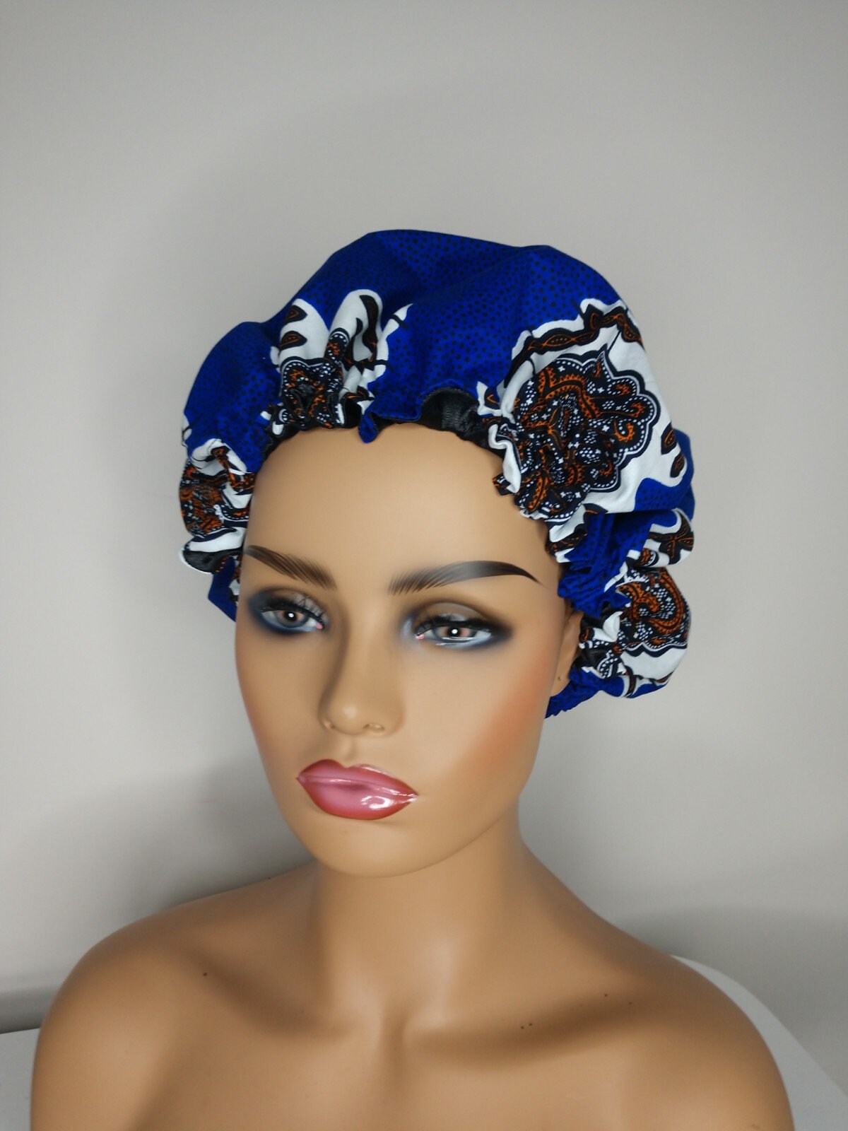 Head Bonnet With Matching Face Mask in African Print Fabric Lined With ...
