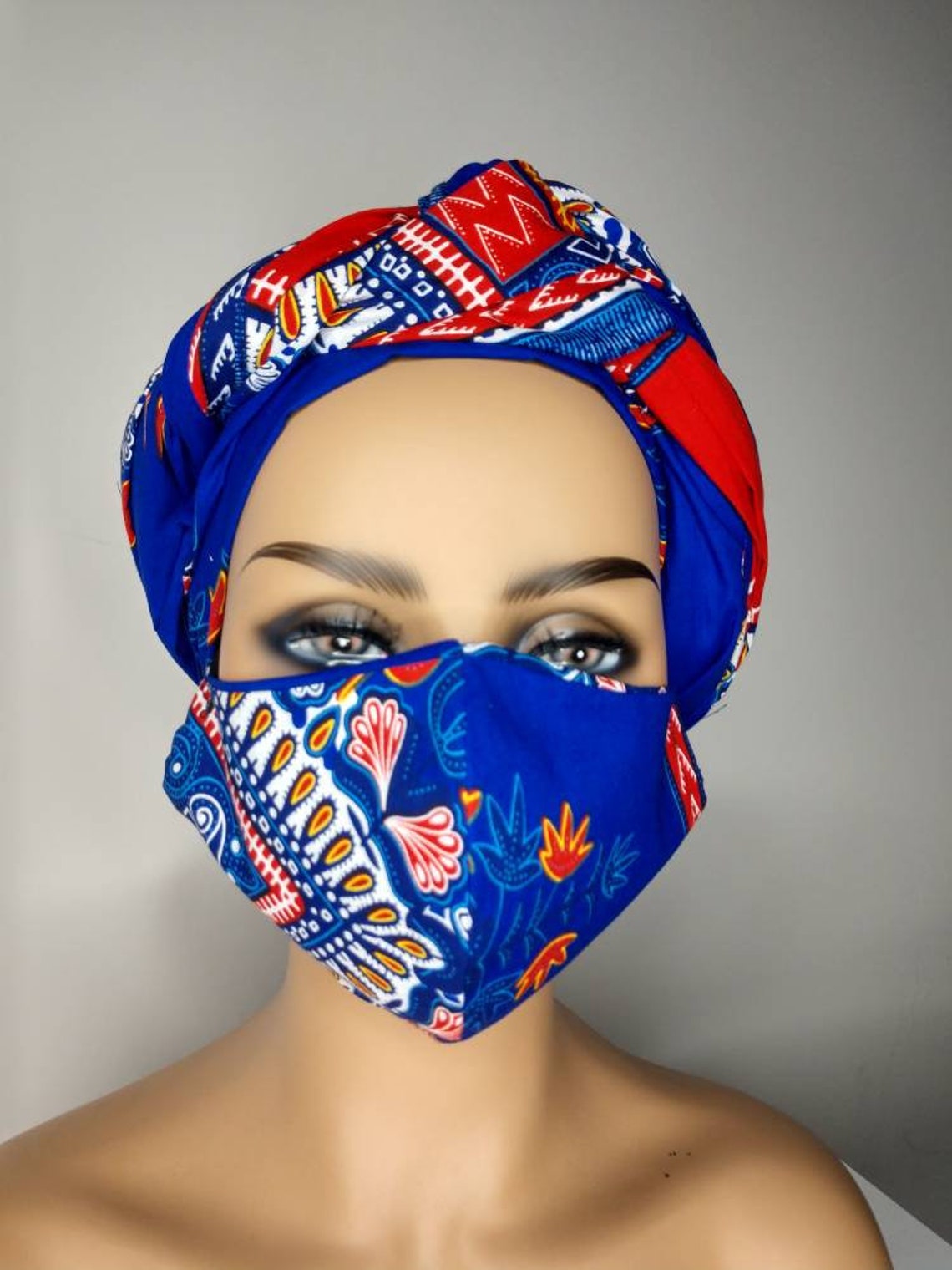 Head Wrap With Matching Face Mask in African Print Fabric - Etsy