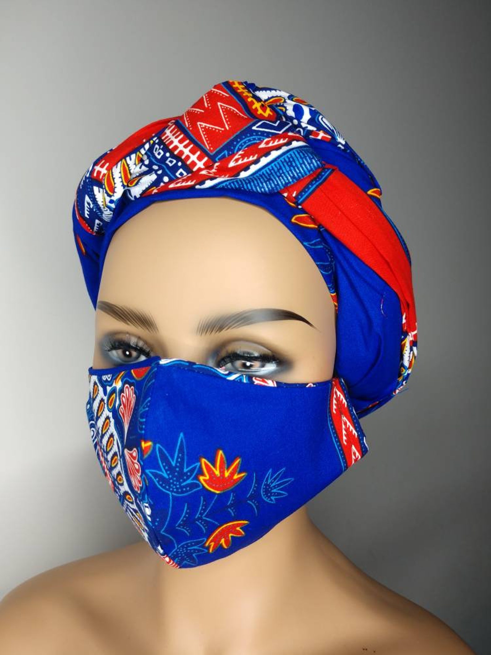 Head Wrap With Matching Face Mask in African Print Fabric - Etsy