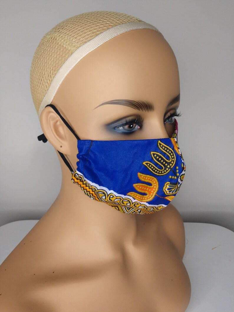 Head Bonnet With Matching Face Mask in African Print Fabric | Lined ...