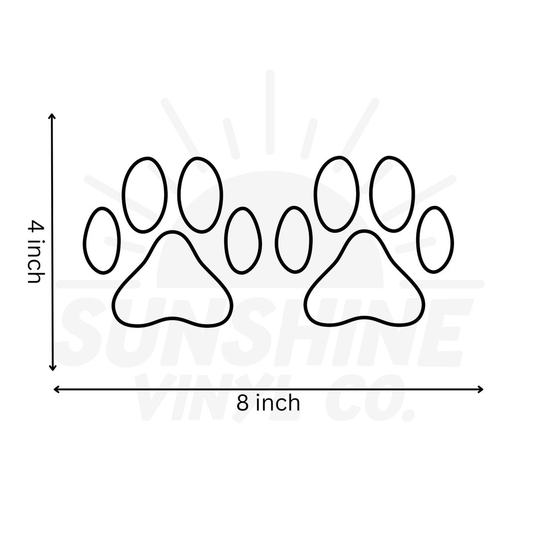 Double Dog Paw Print Outline Vinyl Decal - Etsy