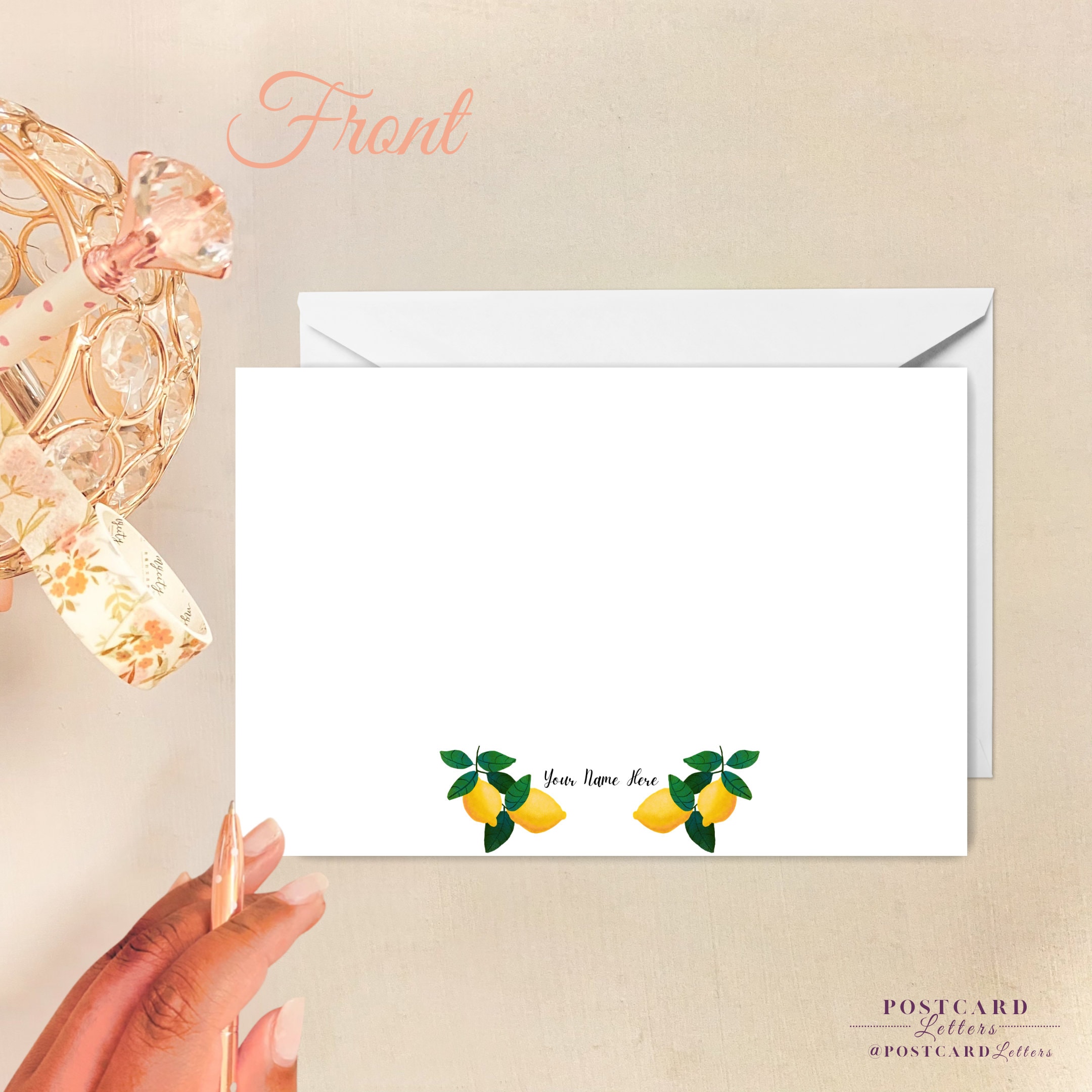 Personalized Stationery Set | Orange & Lemon Notecards - Etsy