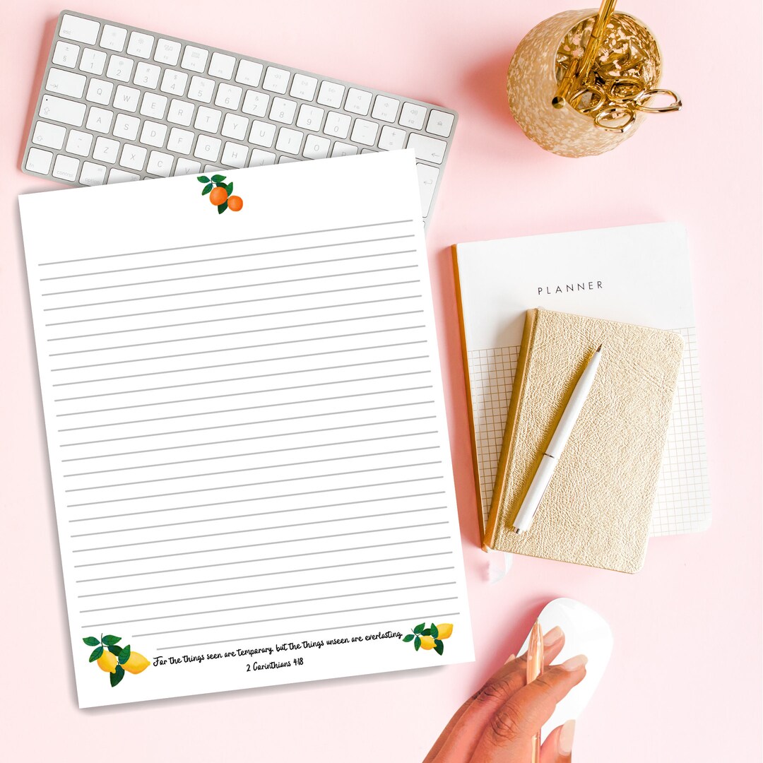Lemon Scripture Letter Writing Paper | JW Stationery Printable (digital ...