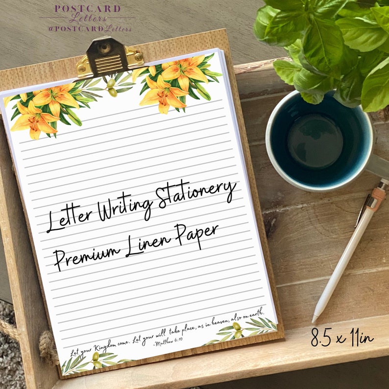 Olive Floral Letter Writing Paper | Kingdom Prayer, Linen Stationery - Etsy
