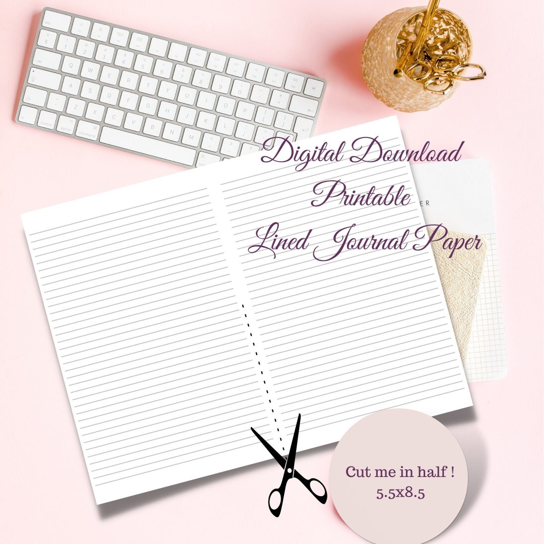 Digital Download Lined Stationery Printable | Half Sheet Notebook ...