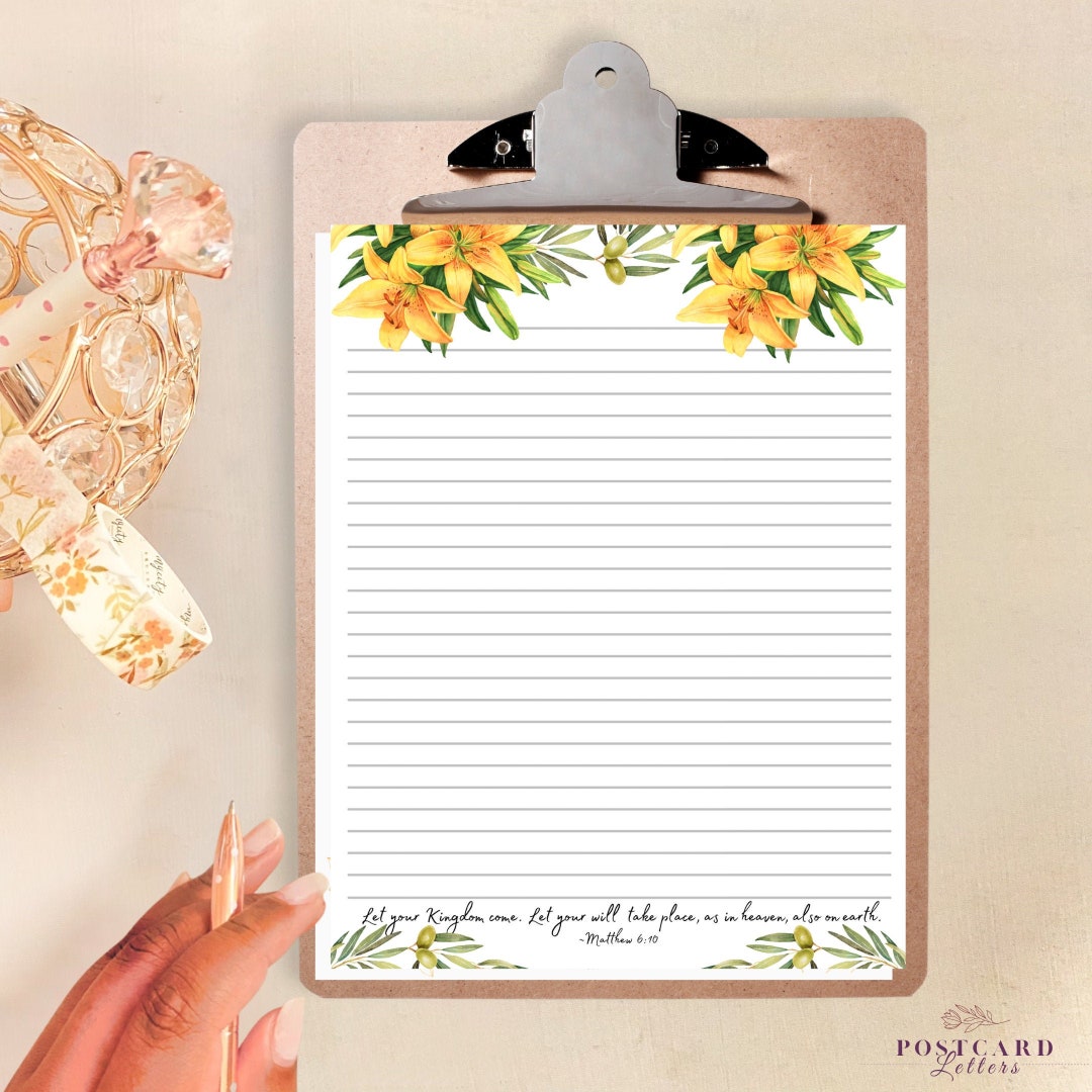 Olive Floral Letter Writing Paper | Kingdom Prayer, Linen Stationery - Etsy