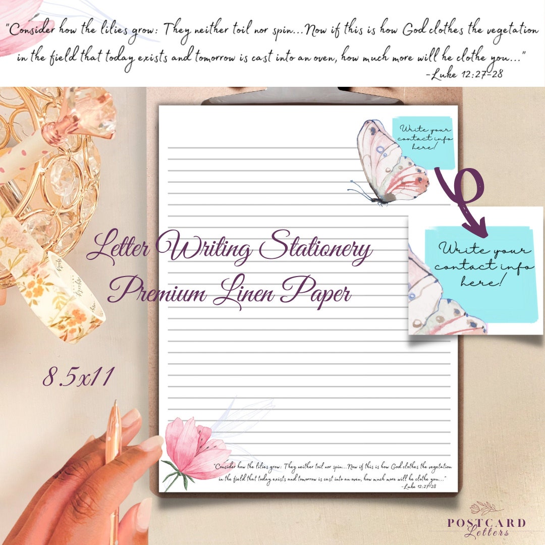 Lilies of the Field Letter Writing Paper | Linen Stationery, Luke 12:27 ...