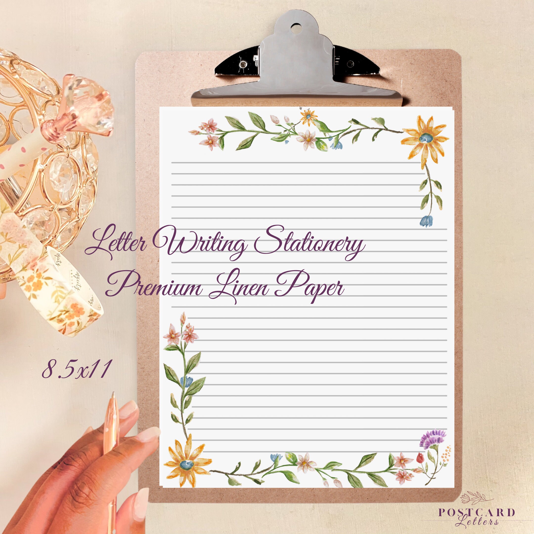 Fall Sunflower Linen Stationery | Letter Writing Paper, 20 Sheets - Etsy
