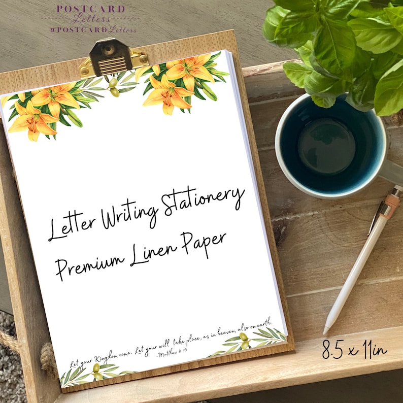Olive Floral Letter Writing Paper | Kingdom Prayer, Linen Stationery - Etsy
