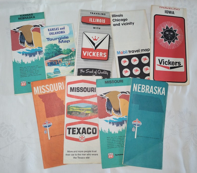 Road Maps Vintage 1960s 1970s Service/gas Station, State Maps Travel ...