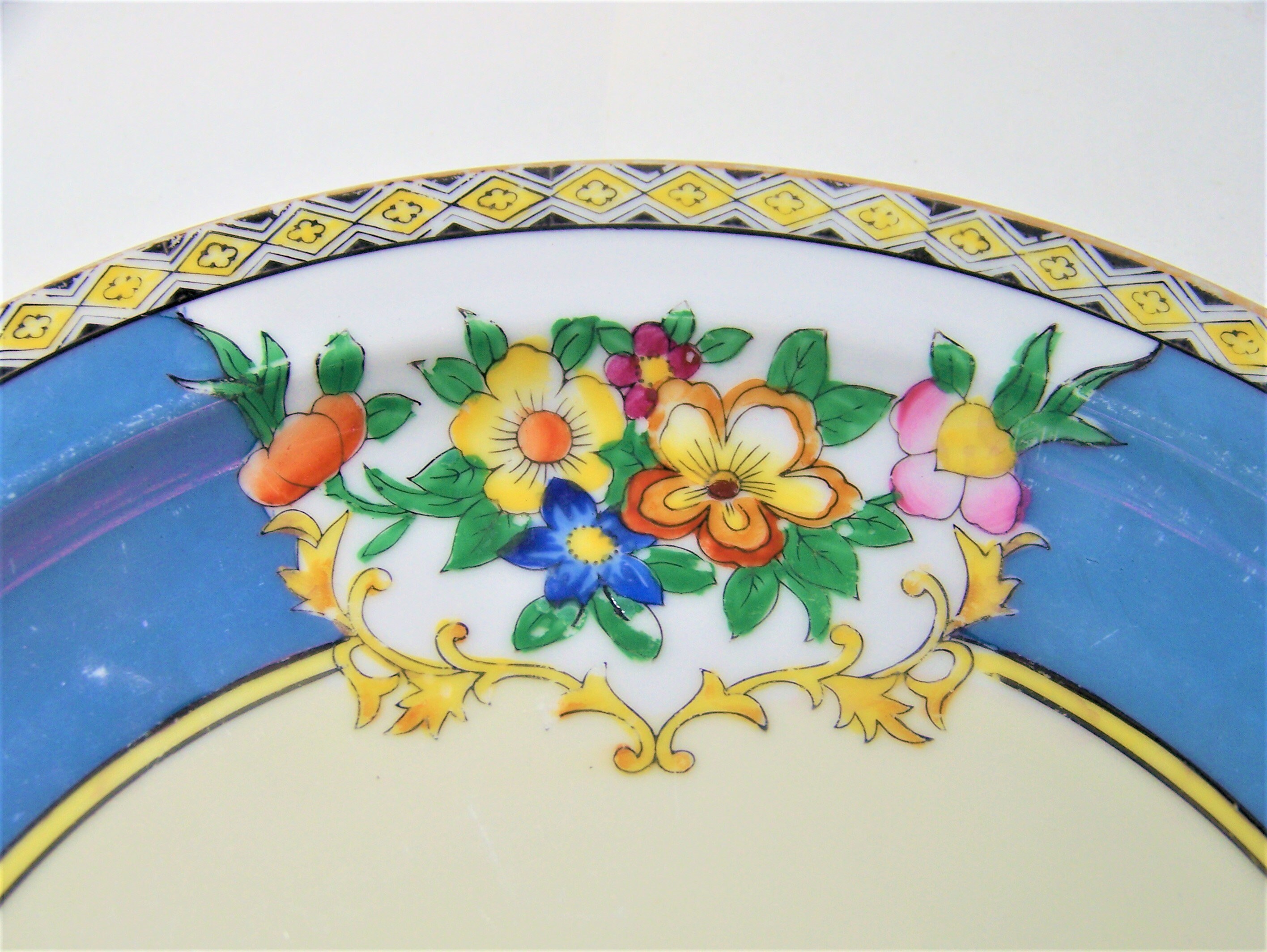 Noritake Morimura Blue Lusterware Hand Painted in Japan Floral Rimmed ...
