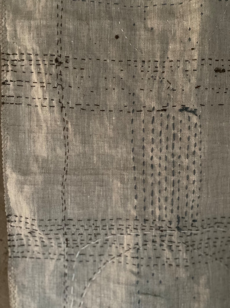 Sashiko Emboidered Cutains, Linen Room Divider - Etsy