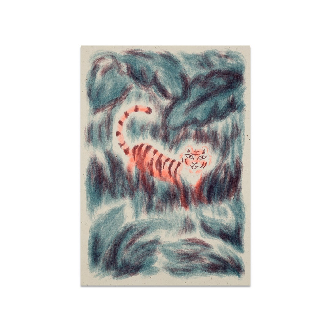 Tiger - A4 Risograph Print - Etsy