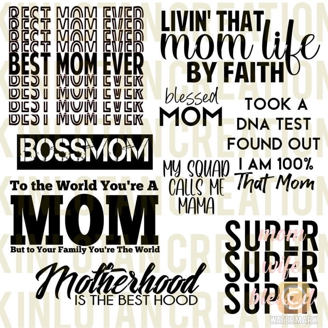 Mom SVG Bundle Motherhood Cricut Silhouette Cutting Machines - Etsy