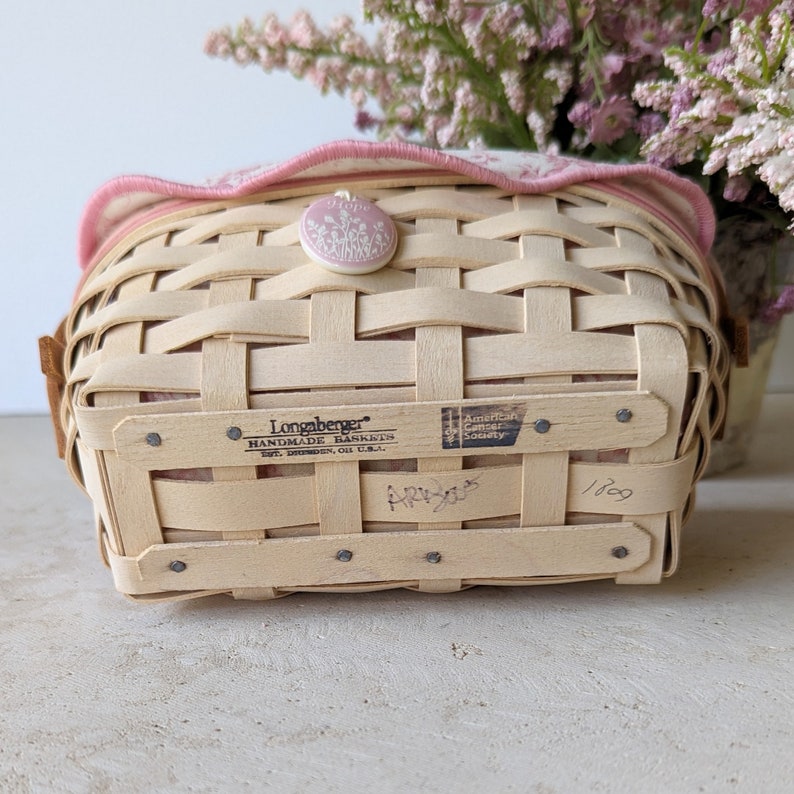 Rare Longaberger Horizon of Hope Basket, Breast Cancer White and Pink ...