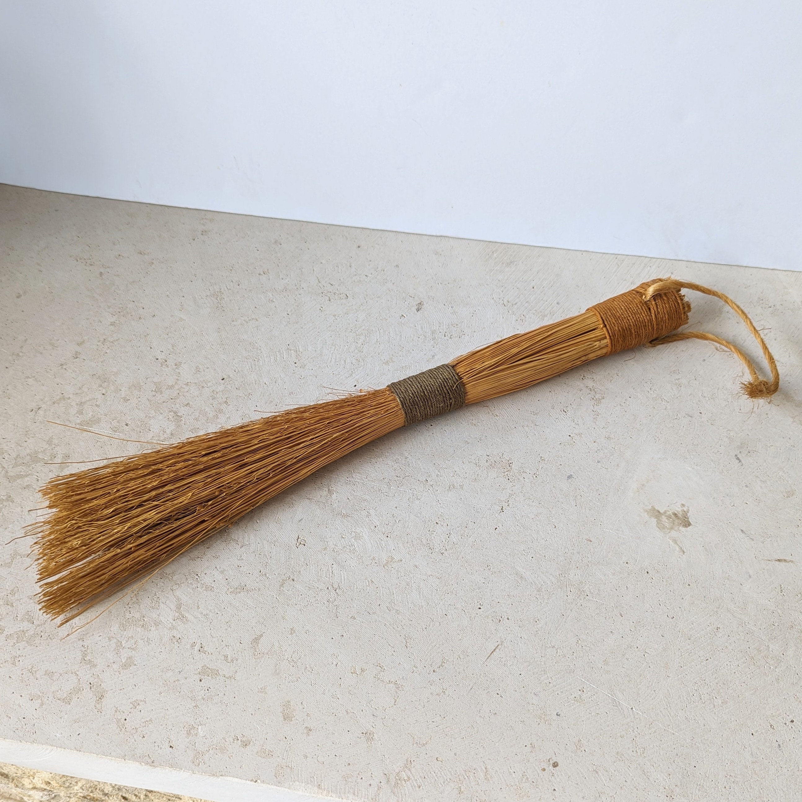Vintage Hand Made Straw Broom, Handmade Straw Broom, Hand Tied Broom ...