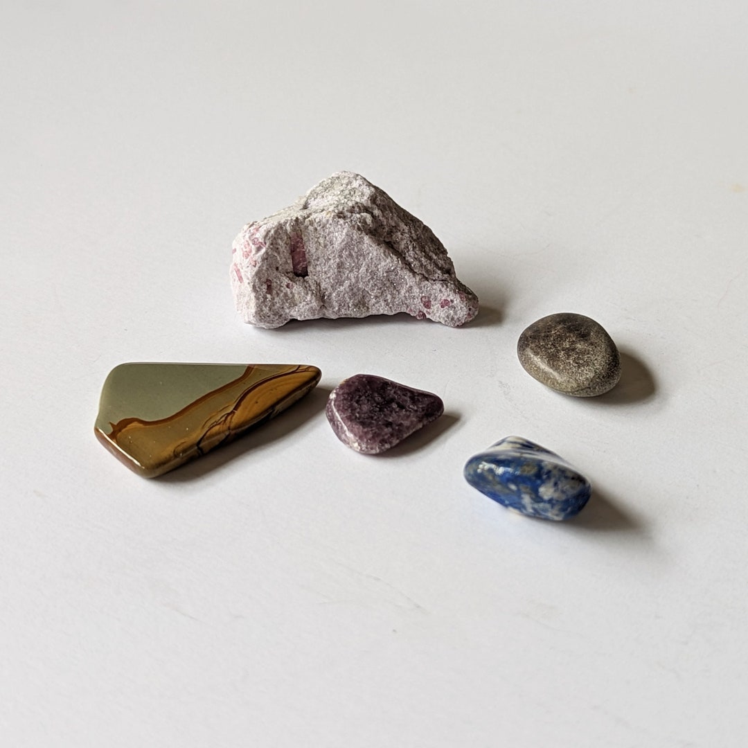 Small Rock Mineral Collection, Set of 5, Picture Jasper, Sodalite ...