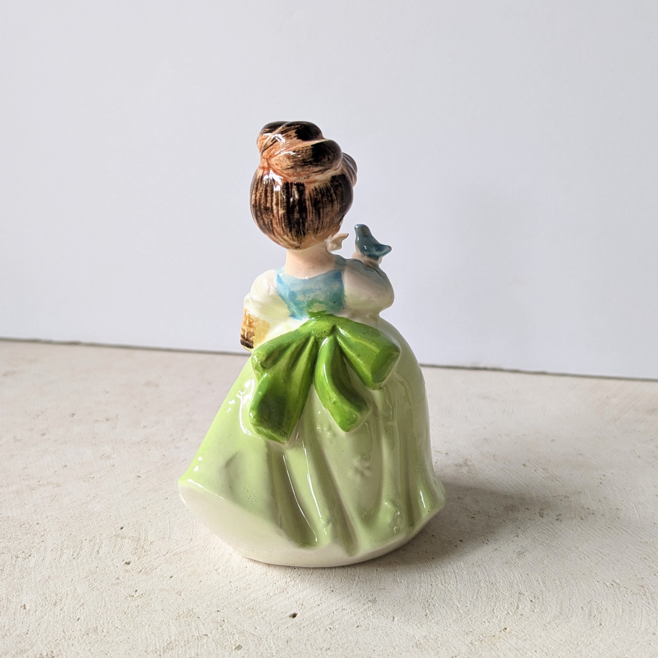 Vintage Lady Figurine With Blue Bird and Flower Basket Made by - Etsy