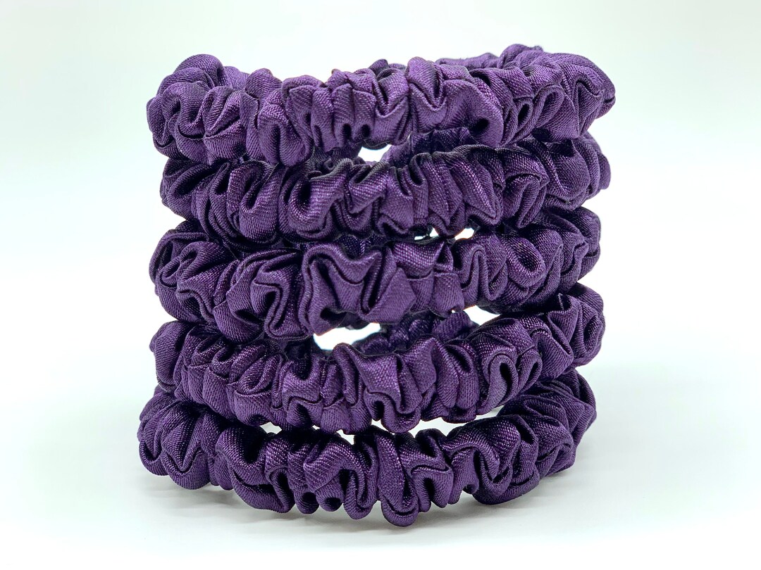 Purple Skinny Scrunchie, Skinny Silky Satin Scrunchie, 5-pack Mini ...