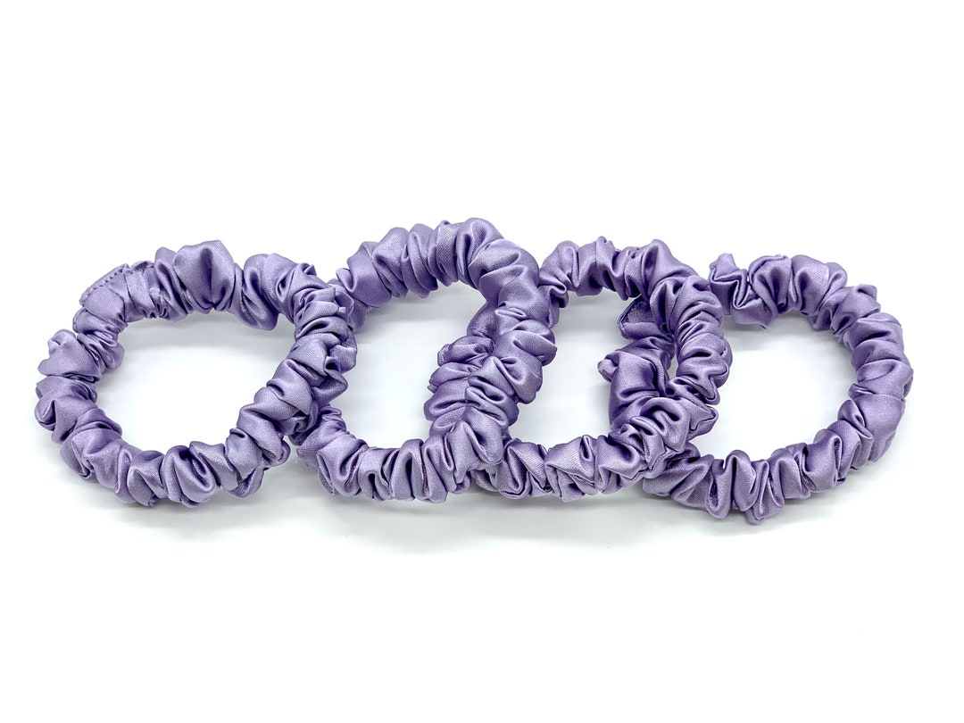 Lavender Skinny Satin Scrunchie, Lavender Satin Scrunchies, 4-pack ...