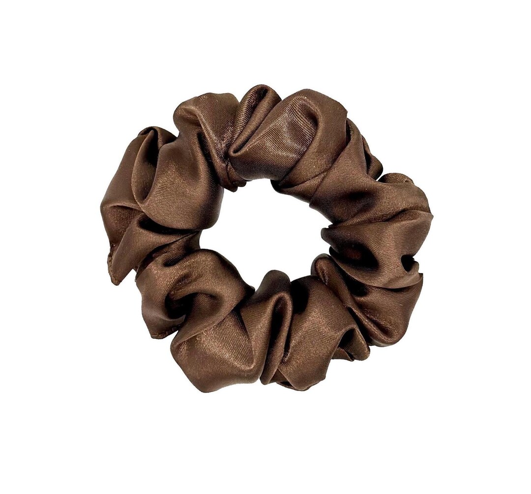 Chocolate Brown Satin Scrunchie, Soft Satin Scrunchie, Medium Brown ...