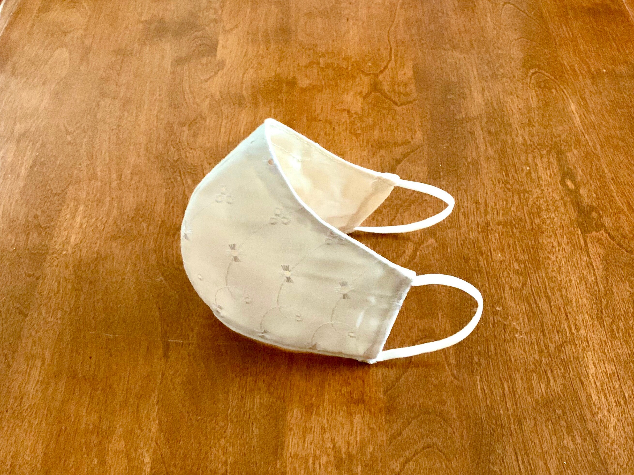 Elegant White 3-Layer Eyelet Face Mask with Filter Pocket and | Etsy